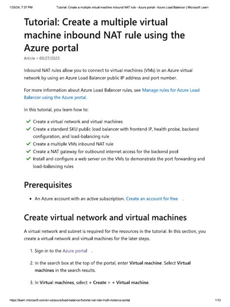 Create A Multiple Virtual Machine Inbound Nat Rule Using The Azure
