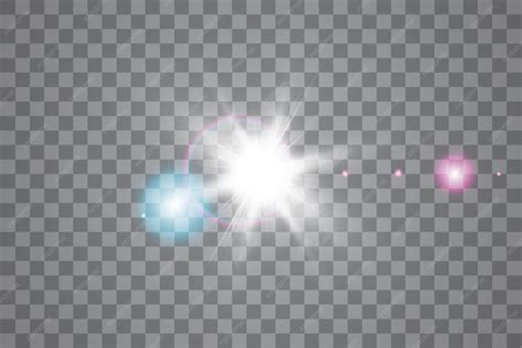 투명 햇빛 특수 렌즈 플레어 효과 투명 한 배경에 고립 된 태양입니다 글로우 조명 효과 프리미엄 벡터