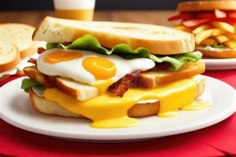 Sandwiches With Egg Ham And Toast Cheese Fried In A Pan Generative Ai