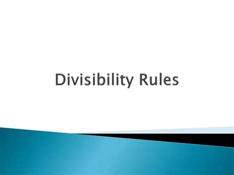 PPT Divisibility Rules PowerPoint Presentation Free Download ID