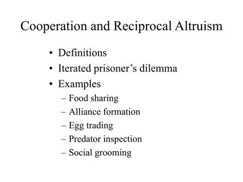 Ppt Cooperation And Reciprocal Altruism Powerpoint Presentation Free