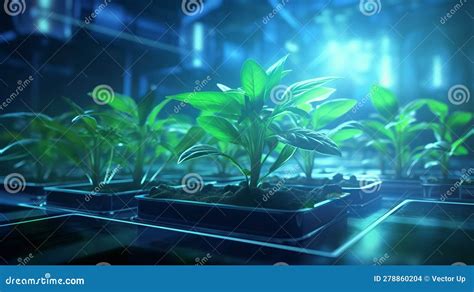 Plant Grow In Hi Tech Controlling Environment Generative AI Stock