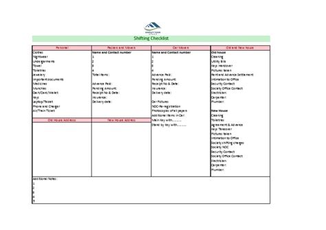 House Shifting Checklist Pdf