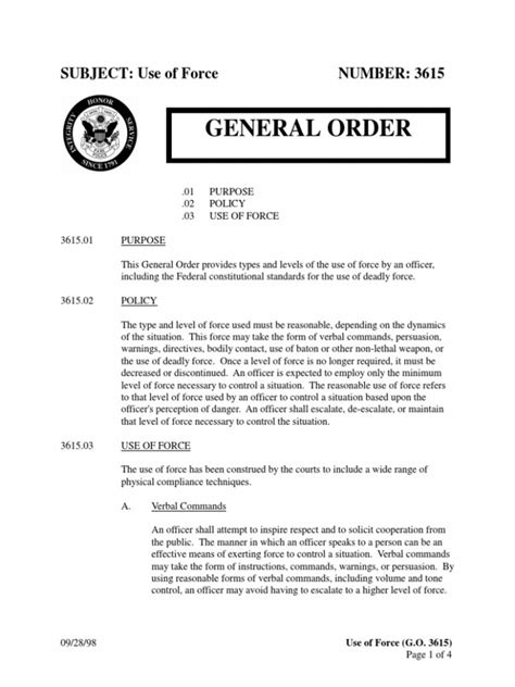 Police General Order Template