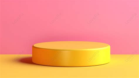 향상된 플랫폼을 사용하여 그라데이션 노란색 및 분홍색 3d 미니멀리스트 렌더링 배경에서 제품을 홍보하거나 광고 리스 배경 노란 배경 홍색 배경 이미지 Hd 리스