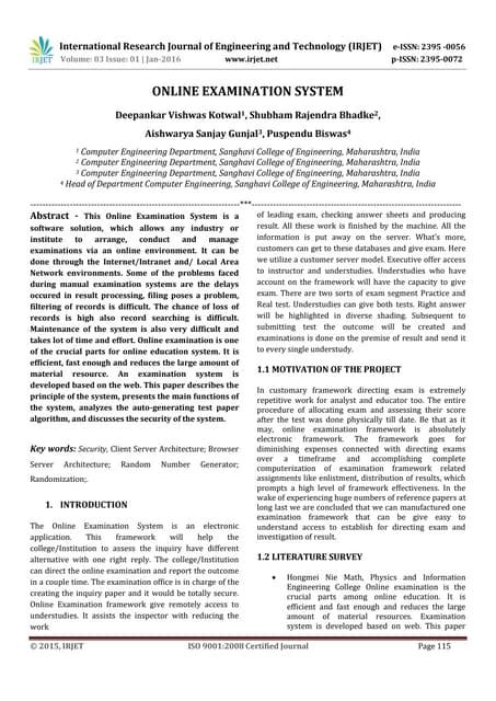 Online Examination System Project Report Pdf