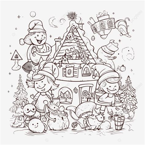 크리스마스 색칠 벡터 크리스마스 트리 만화와 어린이를위한 스티커 클립 아트 크리스마스 색칠 페이지 상표 클립 아트 Png