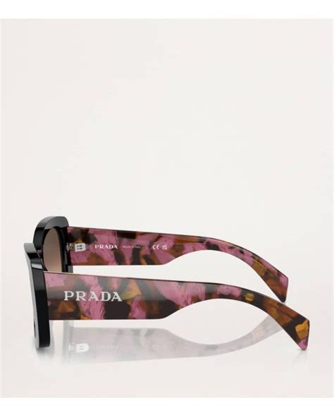 Prada Acetate Geometric Sunglasses In Brown Lyst Uk
