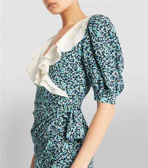 Womens Alessandra Rich Navy Silk Floral Print Mini Dress Harrods UK