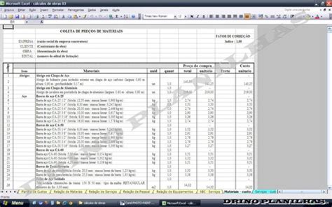 Planilha Para C Lculo De Materiais De Constru O R Em Mercado 138180