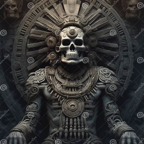 Mictlantecuhtli The Ancient Aztec God Of The Underworld Above A Pile