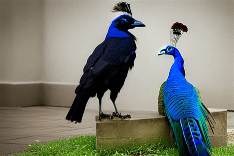 Crow Admiring Peacock · Creative Fabrica