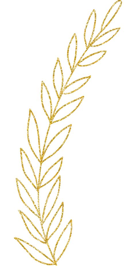 Gold Gliter Flower And Leaf 10250532 Png