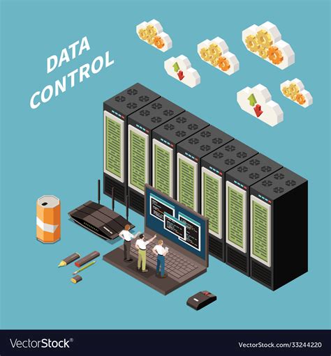 Datacenter Isometric Colored Concept Royalty Free Vector