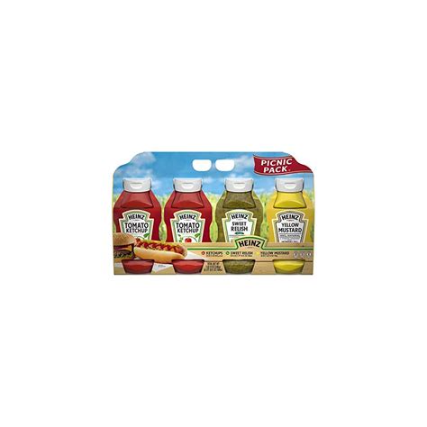 Heinz Variety Condiment Relish Ketchup Mustard Picnic Pack 4 Ct
