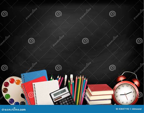 Back To Schoolchalkboard With School Supplies Stock Vector