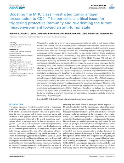 Pdf Boosting The Mhc Class Ii Restricted Tumor Antigen Presentation