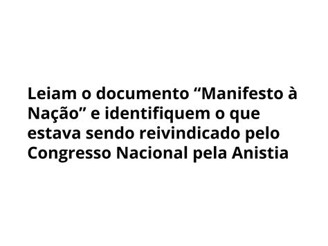 Plano de aula 9º ano Movimento pela Anistia ampla geral e irrestrita