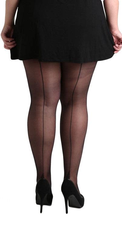 Plus Size Black Contrast Seamed Tights Sizes 12 20 Pinup Canada