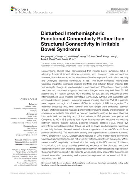 Pdf Disturbed Interhemispheric Functional Connectivity Rather Than Structural Connectivity In