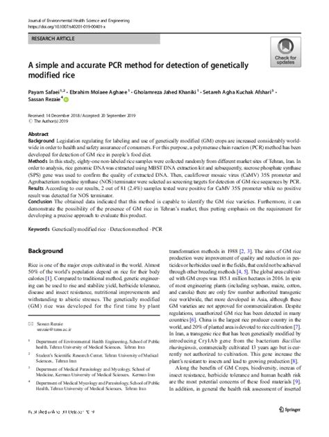 Pdf A Simple And Accurate Pcr Method For Detection Of Genetically