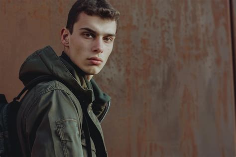 Premium Photo Handsome Male Fashion Model In A Sporty Jacket With A