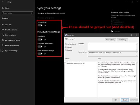 Windows Sync Settings No Longer Honouring Gpo Manually Disabling Does
