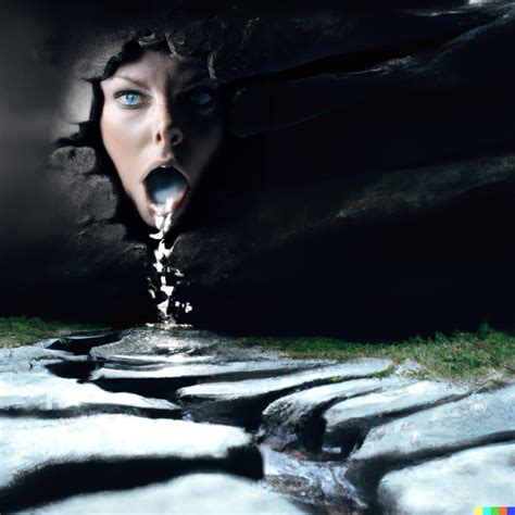 Female Waterfall In A Stone Wall Trickling Water Into A Tiny Stone