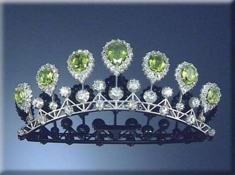 Circa 1900s Diamond And Peridot Tiara
