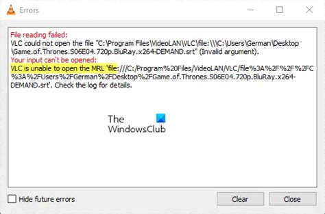 Your Input Cant Be Opened VLC Is Unable To Open MRL Reck Buthrel