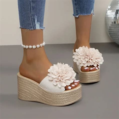 Wedges Sandals Women Slippers Summer Beach Platform Shoes Flower