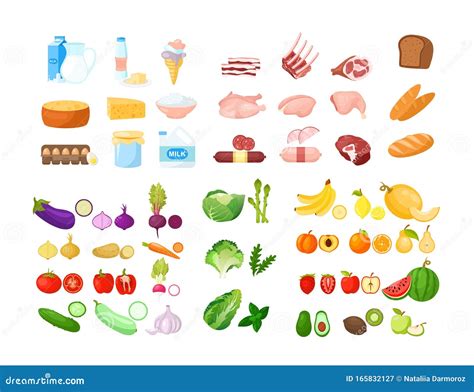 Ilustración Vectorial De La Colección De Dibujos Animados De Alimentos
