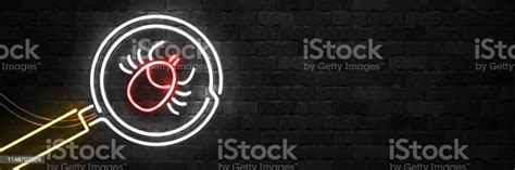 템플릿 장식 및 벽 배경에 커버에 대 한 Ixodes 틱 경고 기호의 벡터 현실적인 고립 된 네온 사인 진드기 위험 질병 및