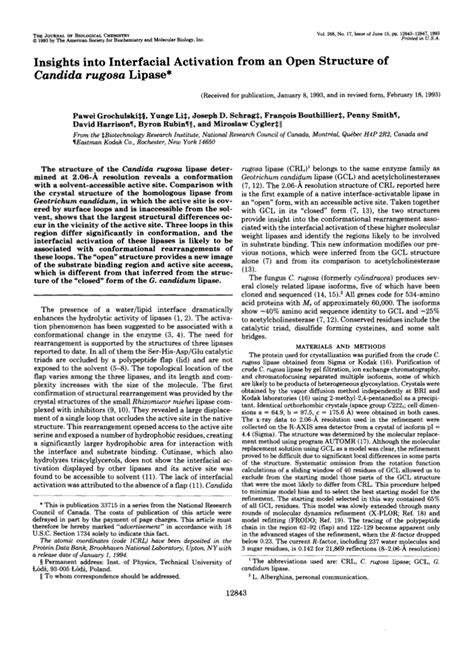 Pdf Insights Into Interfacial Activation From An Open Structure Of