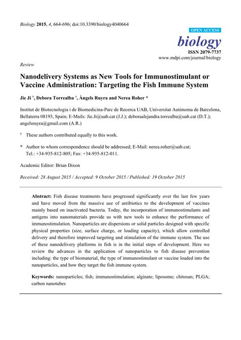 Pdf Nanodelivery Systems As New Tools For Immunostimulant Or Vaccine