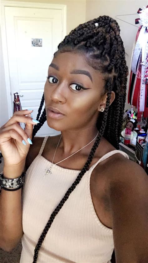 Half Up Half Down Box Braids Hair Styles Braided Half Up Box Braids