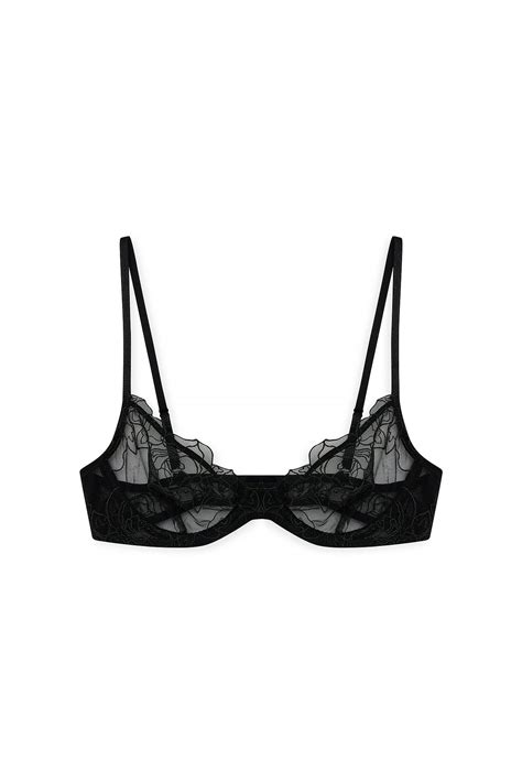 Embroidery Underwired Lace Bra Black Na Kd