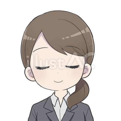 スーツの女性 目を閉じるイラスト No 2542705／無料イラストフリー素材なら「イラストac」