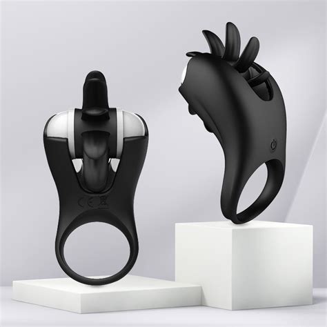 Rotable Licking Double Ring Teaser Sperm Locking Ring Vibrator 9 Modes