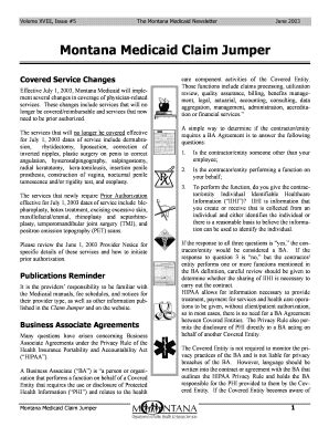 Fillable Online Medicaidprovider Hhs Mt Montana Medicaid Claim Jumper