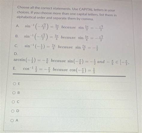 Solved Choose All The Correct Statements Use Capital