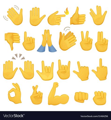 Set Of Hands Icons And Symbols Emoji Hand Vector Image