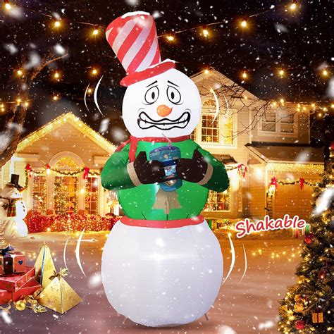 Christmas Inflatables Outdoor Decorations 6ft Shivering Snowman