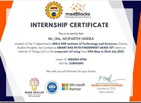 Harika Moparthi On Linkedin Iot Hackathon Internship Makeskilled