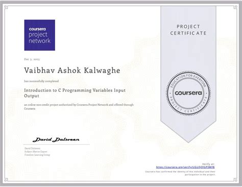 Vaibhav Kalwaghe On Linkedin Cprogramming Courseracertificate