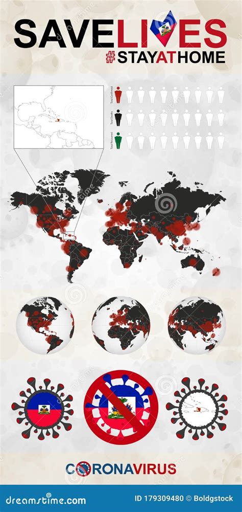 海地冠状病毒信息图 — 留在家，拯救生命 海地国旗和地图 向量例证 插画 包括有 标志 拉丁语 179309480