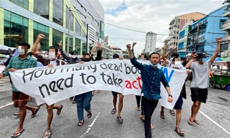 အကြမ်းဖက်စစ်ကောင်စီနှင့် Un ကို ရန်ကုန်ရှိ တော်လှန်လူငယ်များ ချီတက
