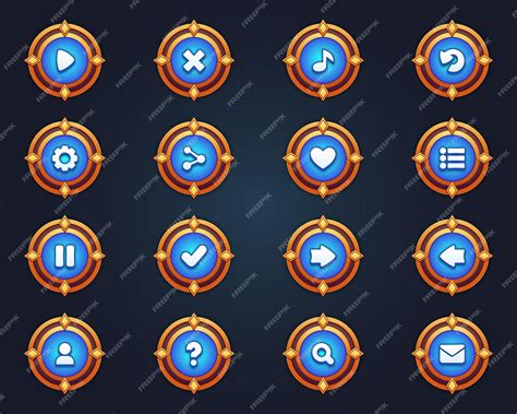 Premium Vector Set Of Blue Buttons For Mobile Games Game Interface