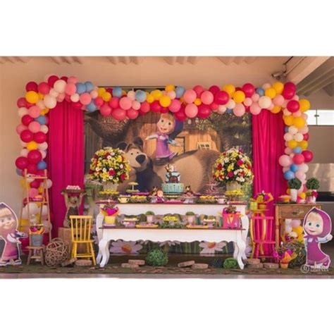 Meri Parti Adet Mavi Fuşya Pembe Beyaz Sarı Metalik Balon ve Balon Zinciri Maşa ile Koca Ayı