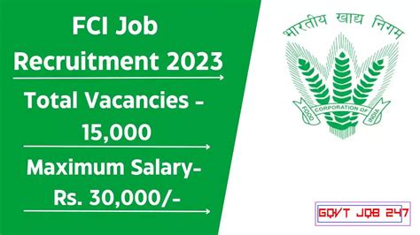 Fci Job Recruitment 2023 Apply Online Of 15000 Posts Monthly Salary